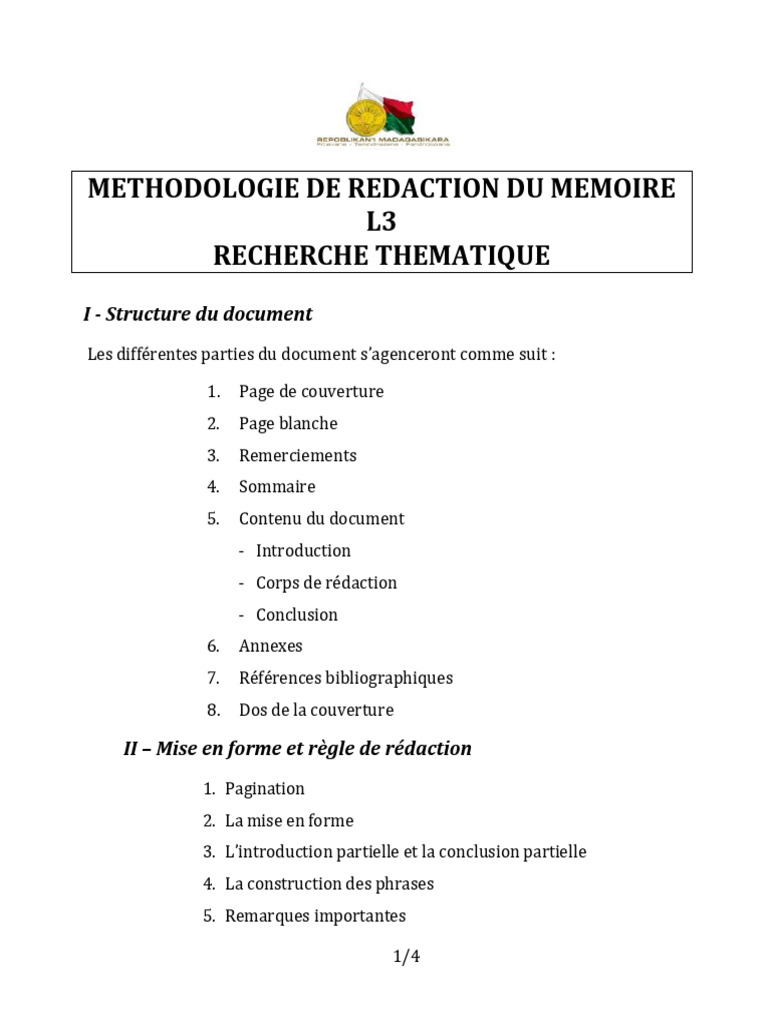 Méthodologie de Rédaction de Mémoire L3 | PDF | Guillemet