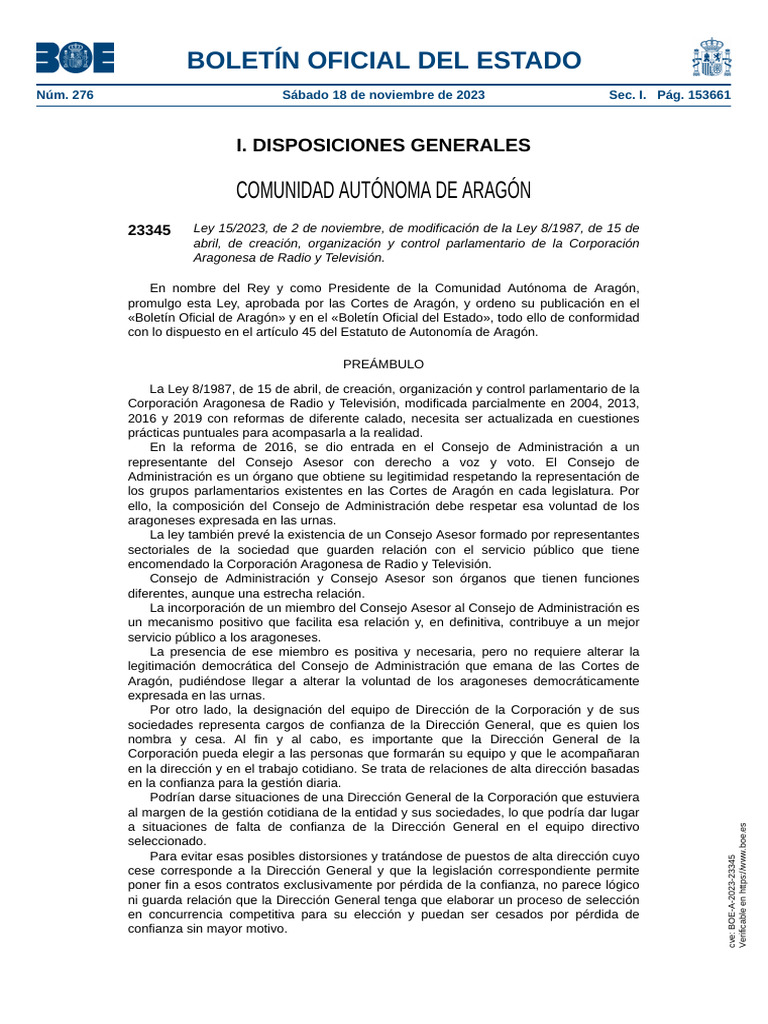 Boe A 2023 23345 | PDF | Gobernancia | Gobierno