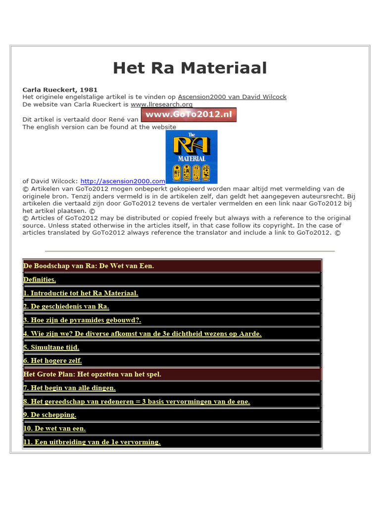 Het Ra Materiaal | PDF