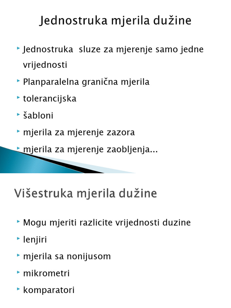 Jednostruka Mjerila Za Mjerenje Dužine | PDF