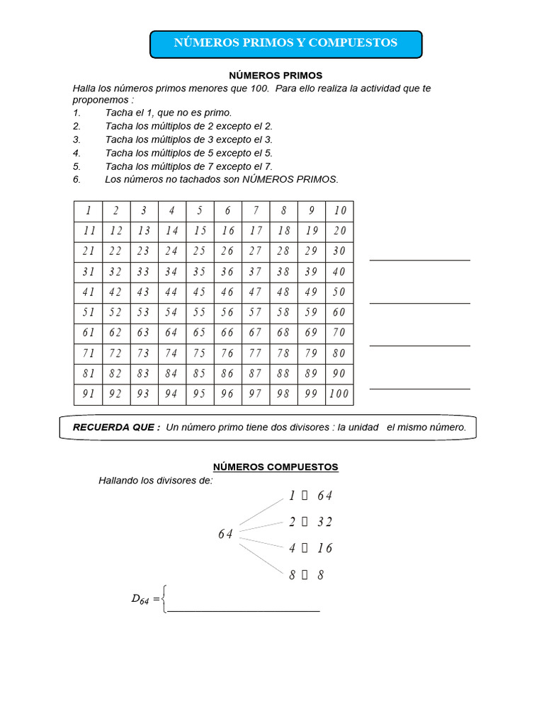 Actividades-de-Numeros-Primos-y-Compuestos | PDF