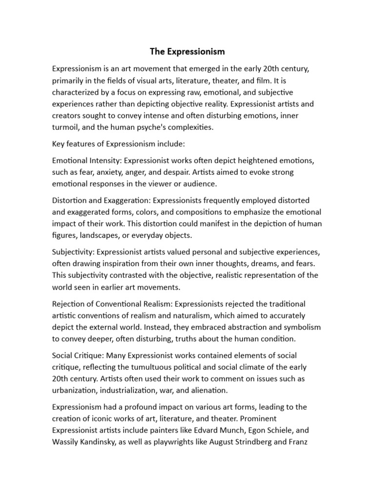 The Expressionism | PDF | Expressionism | Realism (Arts)