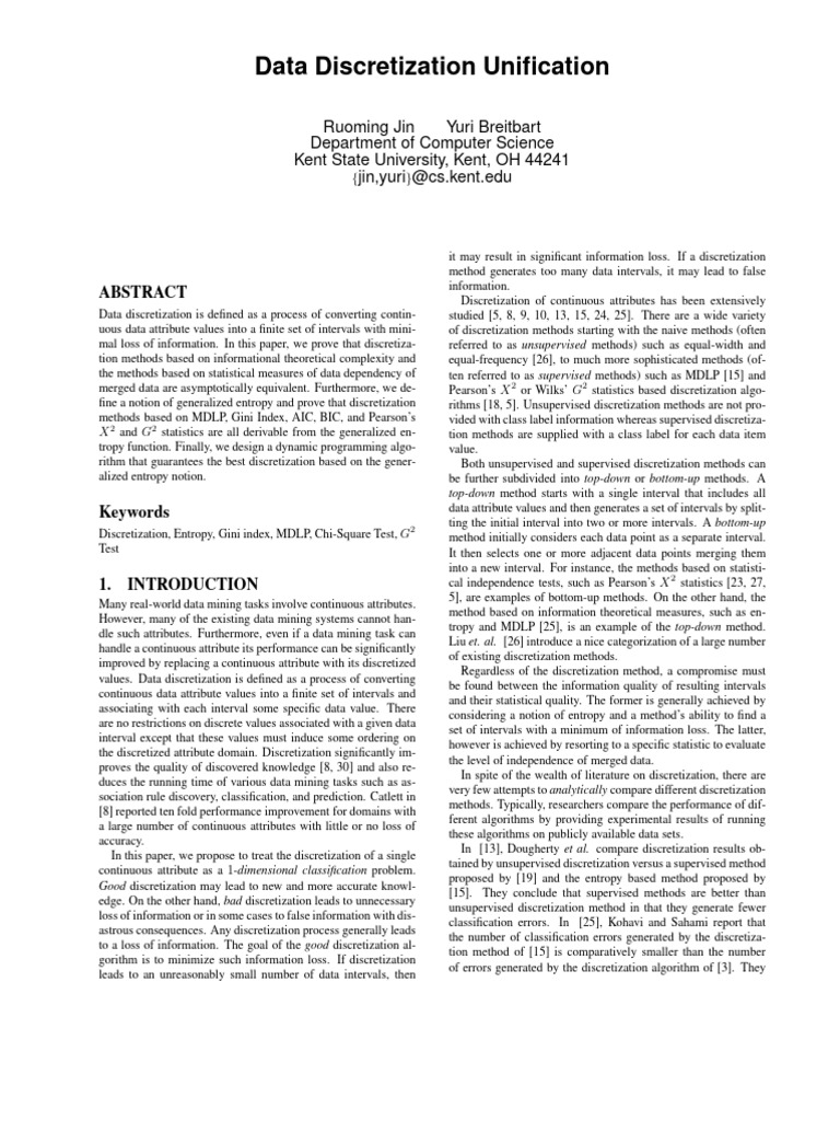Data Discretization Unification | PDF | Information | Top Down And ...