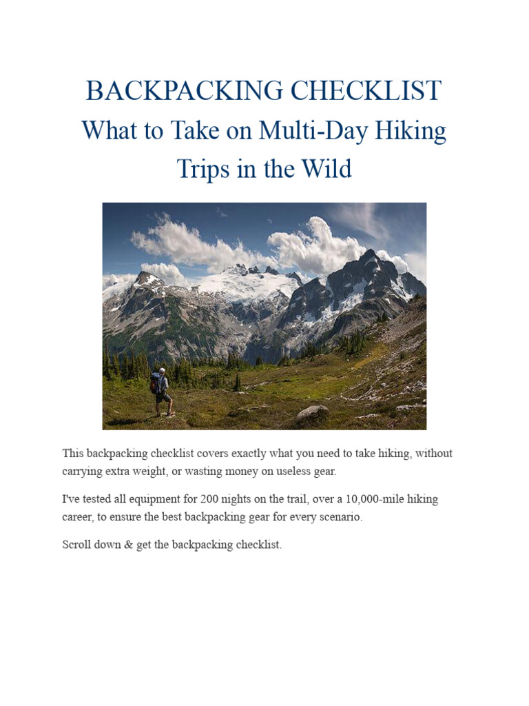 Backpacking Checklist Dave Morrow Photography 2021 | Download Free PDF ...