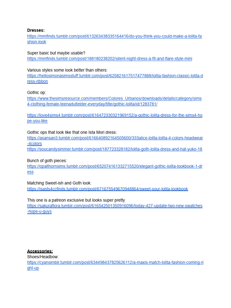 Sims 4 Lolita CC | PDF