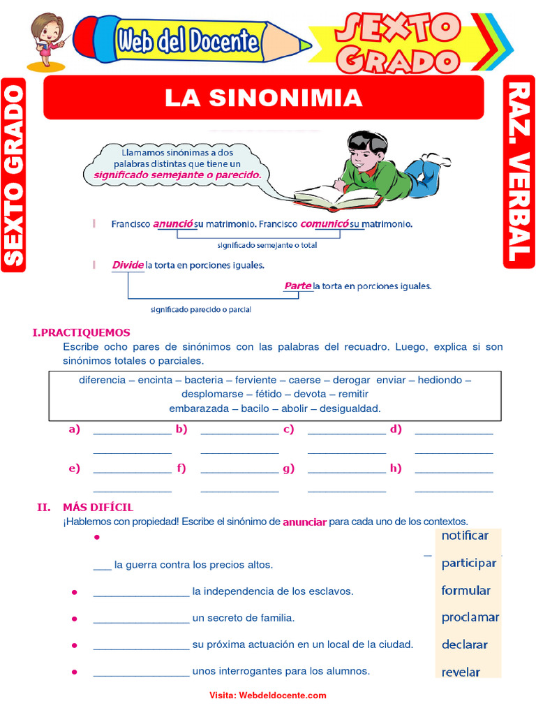 Sinonímia Habilidad Verbal | PDF | Lingüística | Semántica