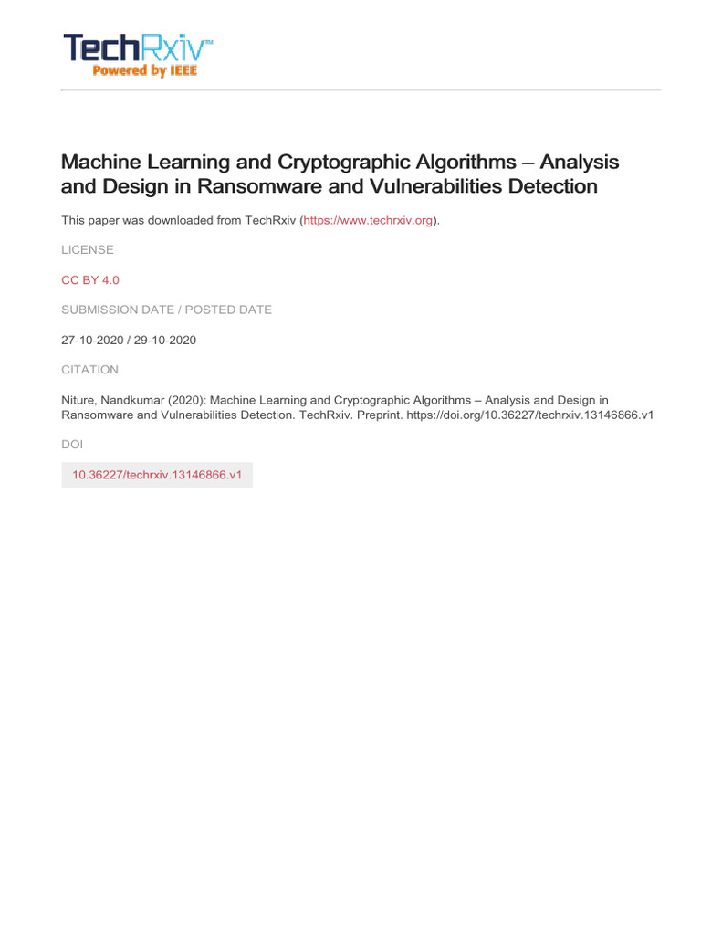 Machine Learning And Cryptographic Algorithms Analysis And Design In