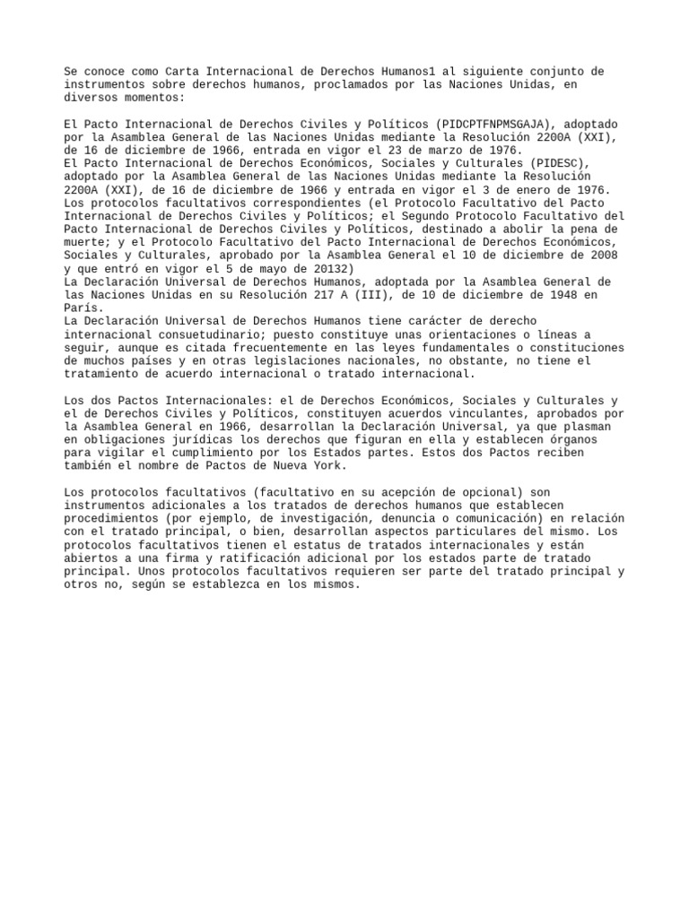 Carta Internacional Derechos Humanos | PDF | Derechos | Naciones Unidas
