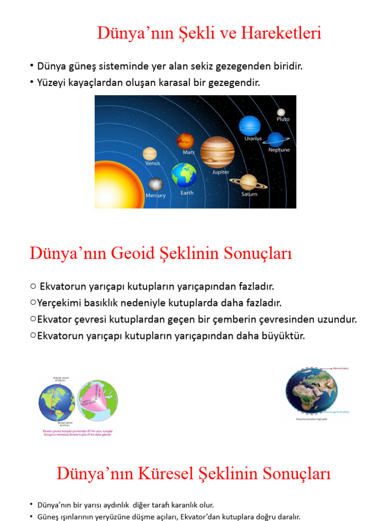 Dünya'Nın Şekli Ve Hareketlerii | PDF