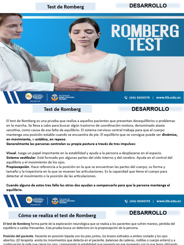 CLASE 1 Test de Romberg 1-1 | PDF | Parestesia | Anatomía humana