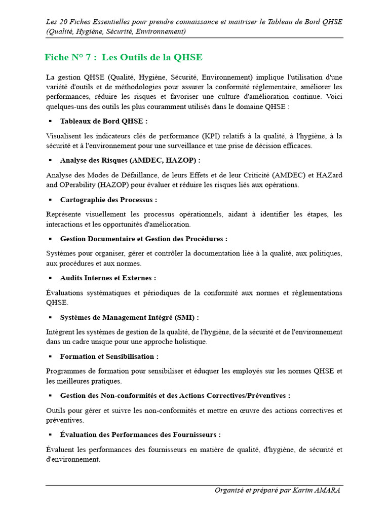 Outils Essentiels pour la Gestion QHSE | PDF | Sécurité | Business