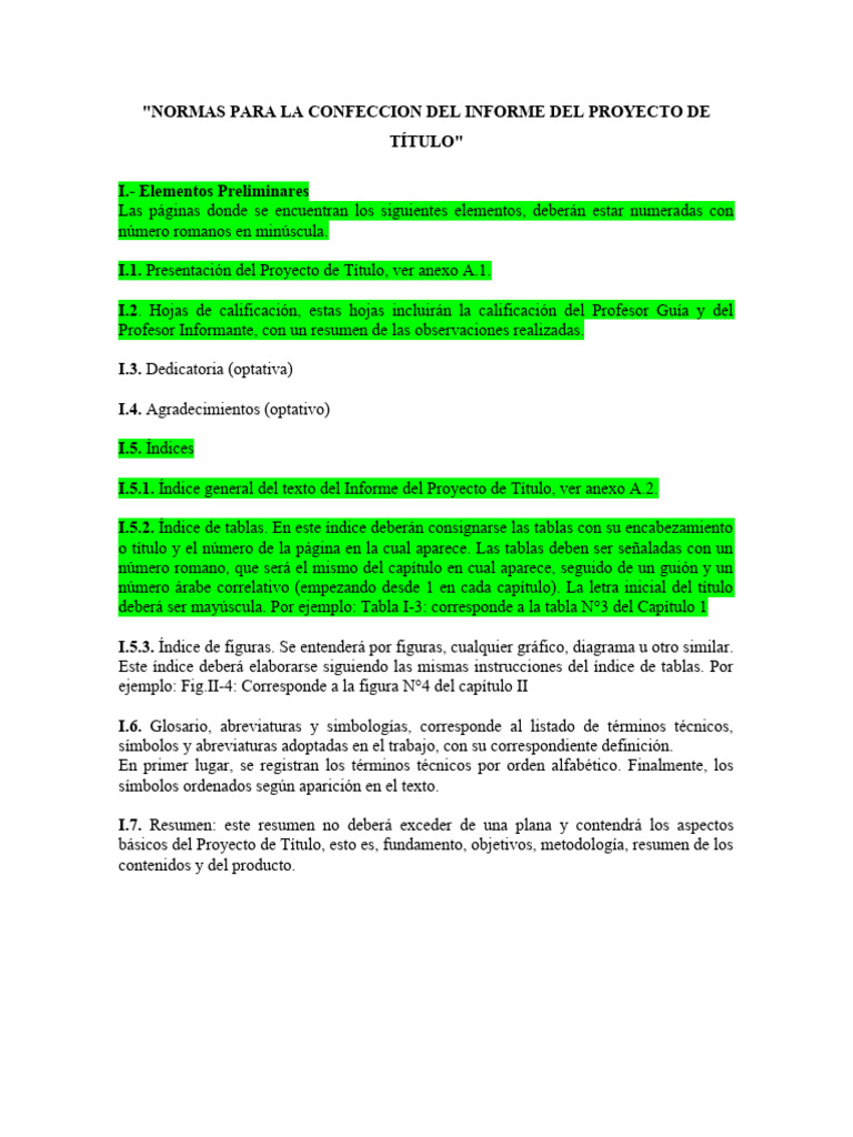 441 NORMAS PARA LA CONFECCION DEL INFORME DEL PROYECTO DE TÍTULO | PDF | Caso de carta ...