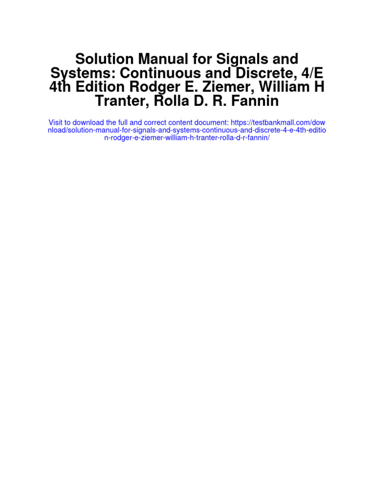 Solution Manual For Signals and Systems Continuous and Discrete 4 e 4th ... Solution Manual For Signals and Systems Continuous and Discrete 4 e 4th ...