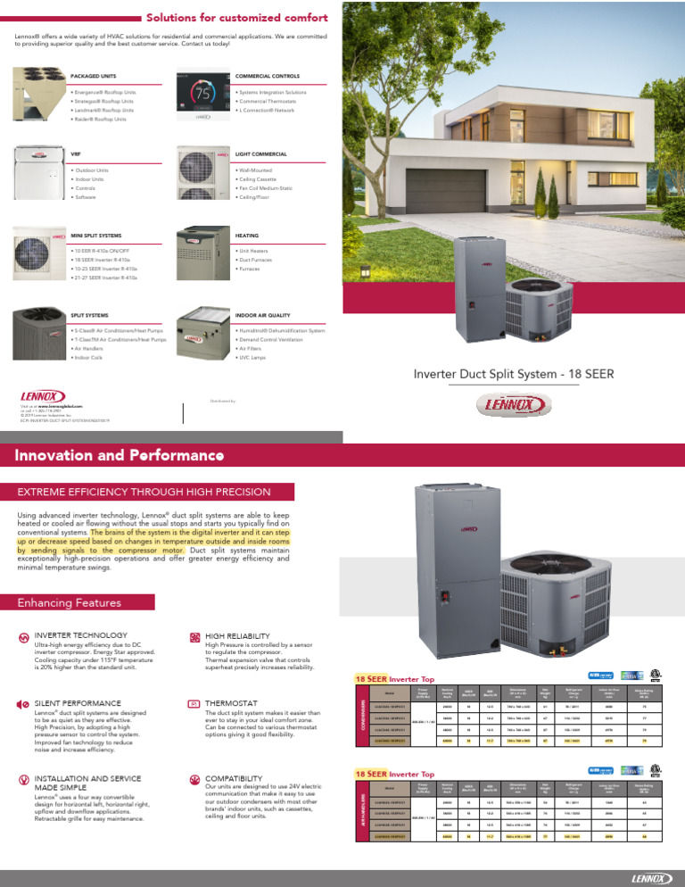 18SEER Inverter Duct Split - Brochure | PDF | Air Conditioning ...