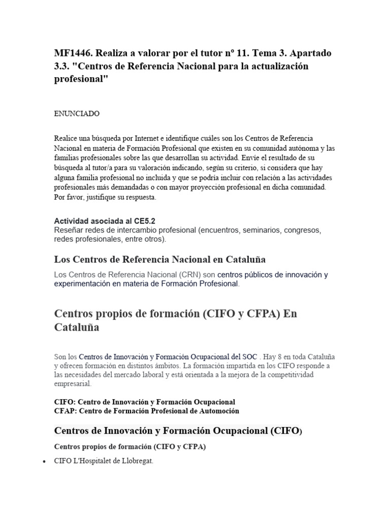 Tema 3 - Apartado 3 - 3 - Centros de Referencia Nacional para La Actualización Profesional | PDF ...