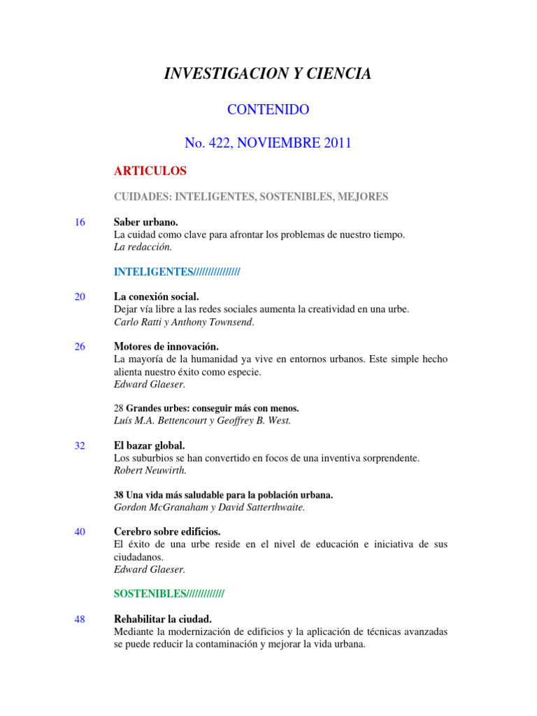 Índice Revista Investigación y Ciencia | PDF | Naturaleza