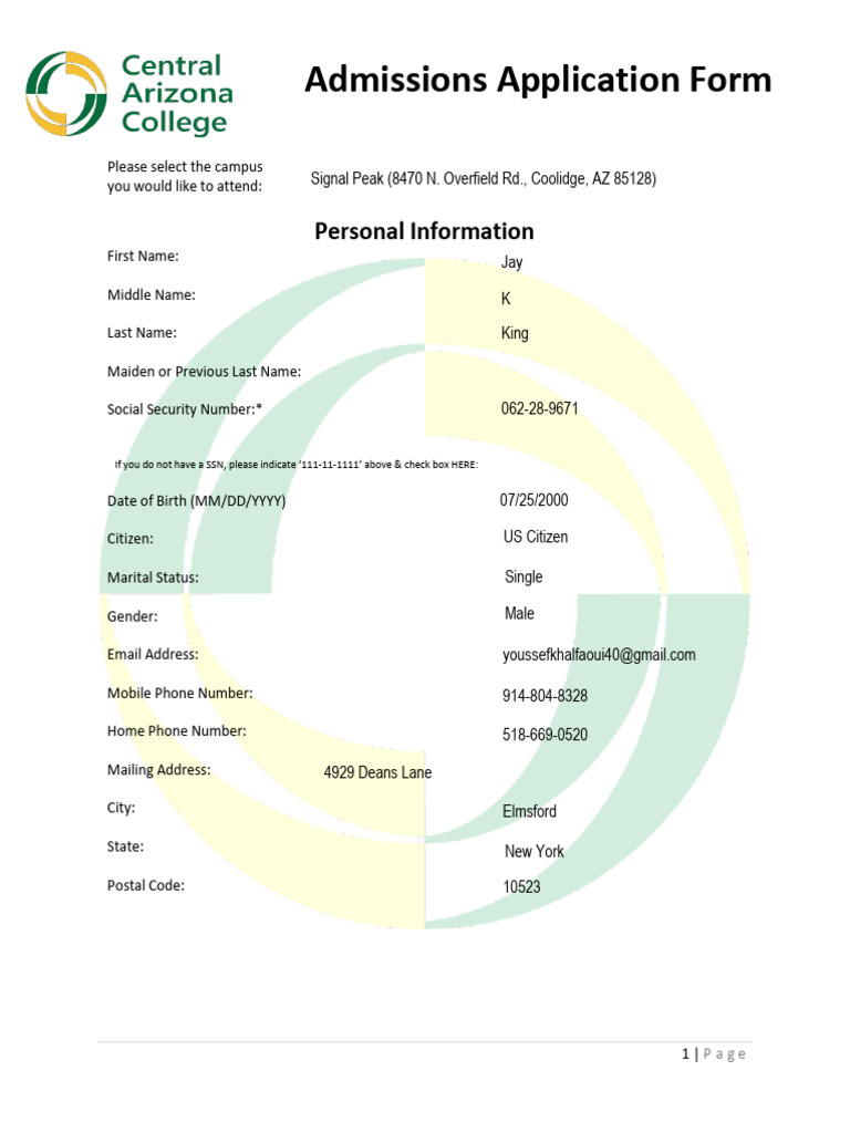 Please DocuSign Youssef ADMISSIONS FORM W AT | PDF | Identity Document ...