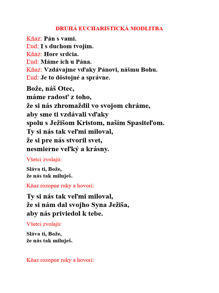 Druhá Eucharistická Modlitba | PDF