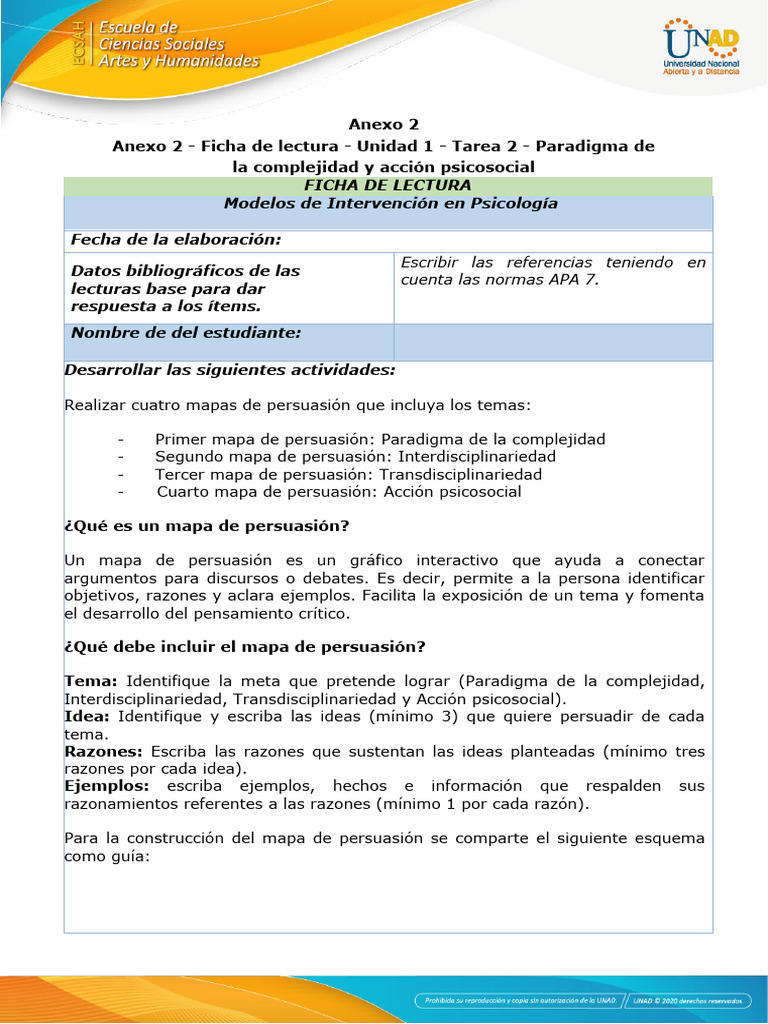Anexo 2 - Ficha de Lectura - Unidad 1 - Tarea 2 - Paradigma de La Complejidad y Acción ...
