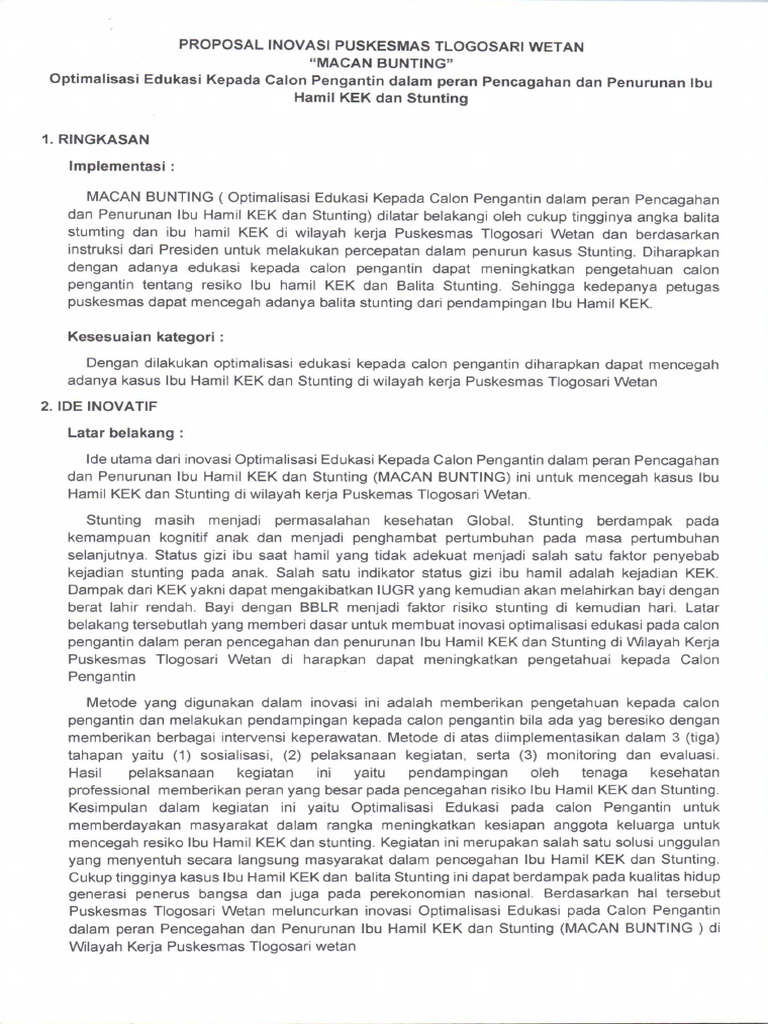 4.1.3.4 Proposal Inovasi Macan Bunting | PDF