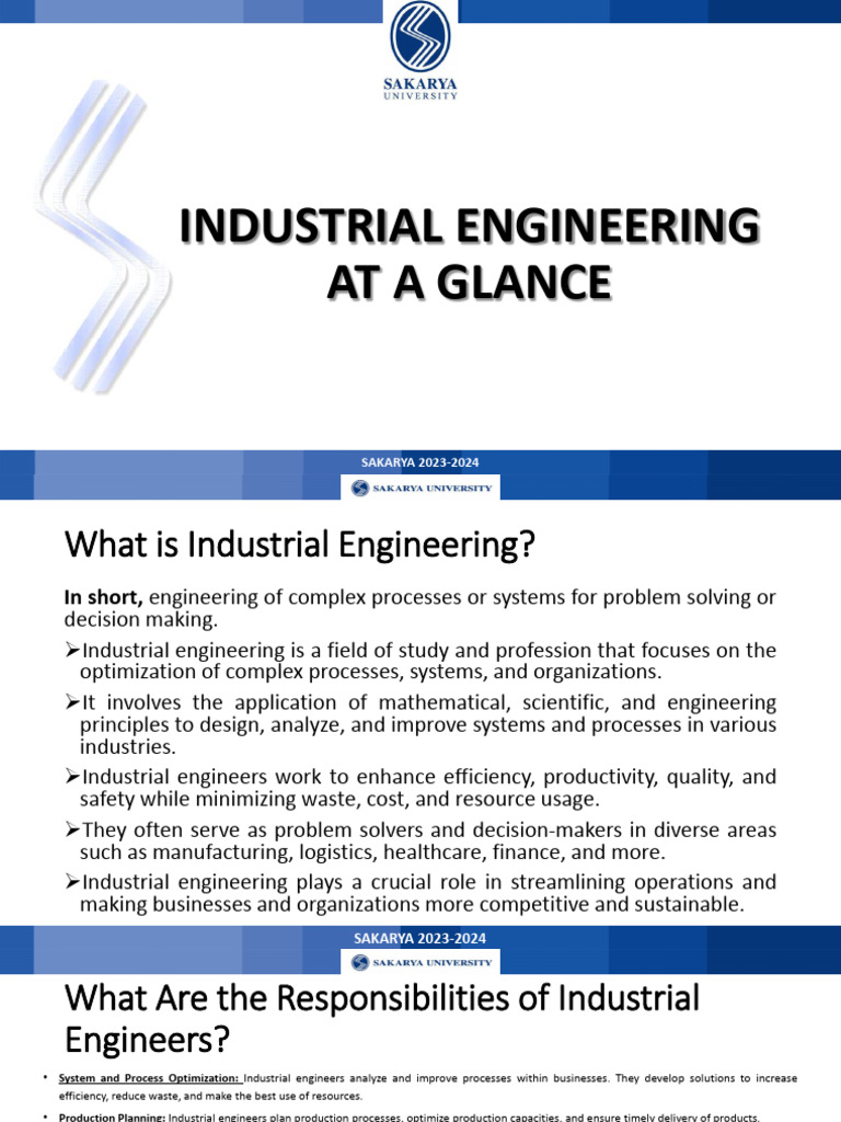 Industrial Engineering at A Glance | PDF | Industrial Engineering ...