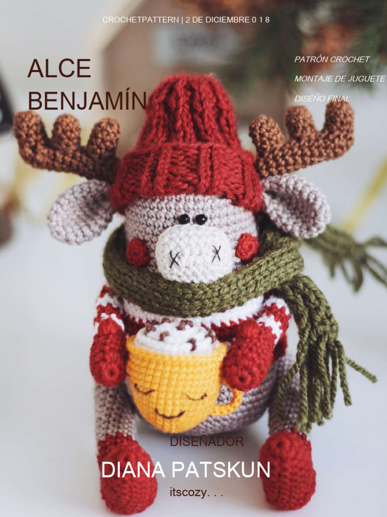 Patrón Amigurumi Alce Benjamin | PDF | Artes Textiles | Costura