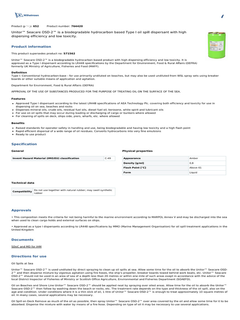 Seacare Osd-2 25 LTR | PDF | Fuel Oil | Oil