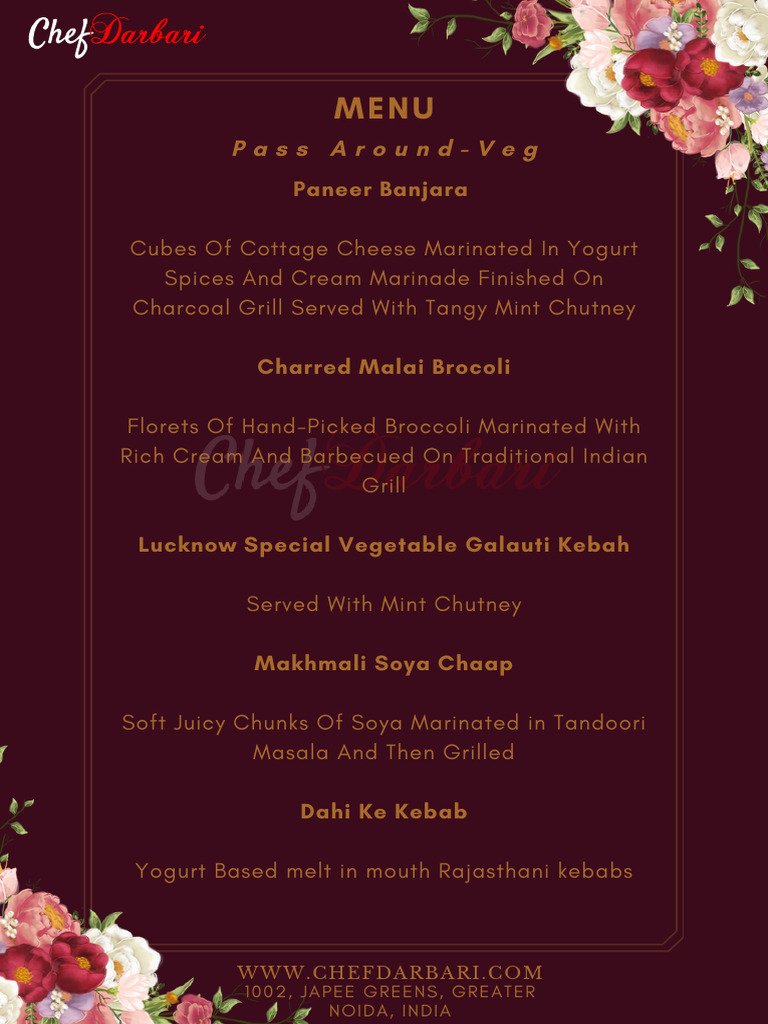 Indian Buffet Menu Highlights | PDF | Indian Cuisine | Kebab
