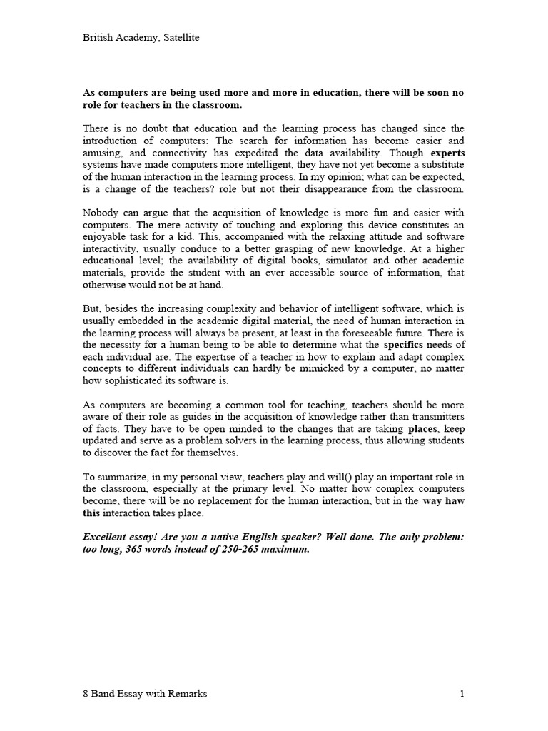 8 Band Essay | PDF | Teachers | Poverty