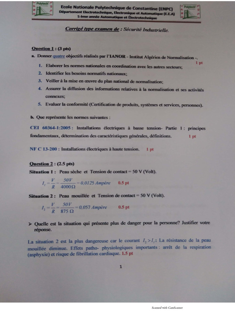 Corrigé Du Contrôle | PDF