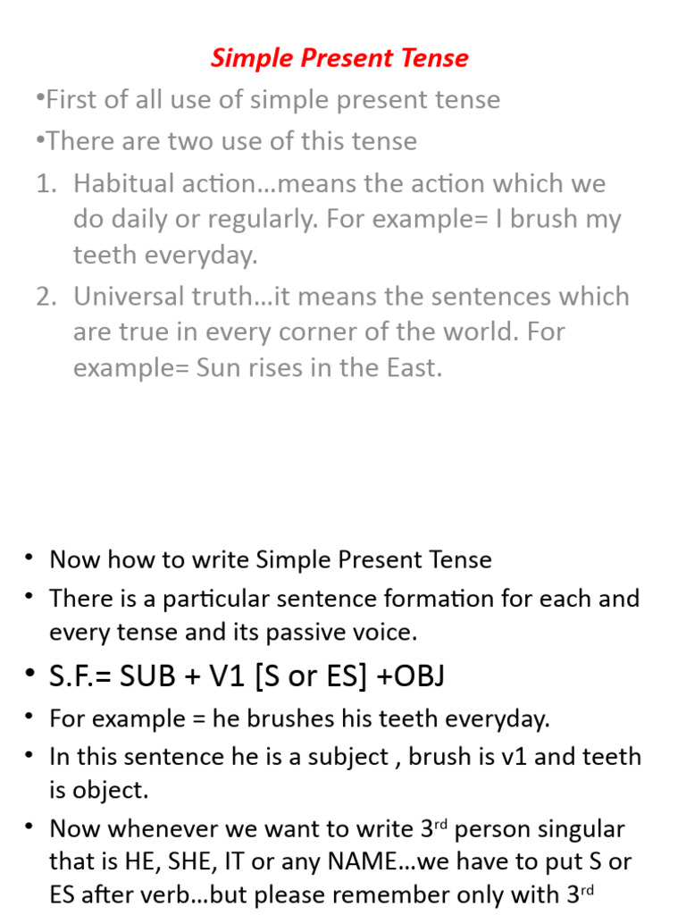Simple Present Tense Explained | PDF | Grammatical Tense | English Language