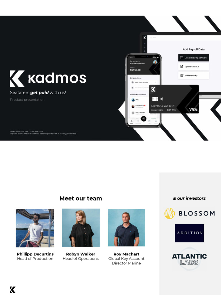 Kadmos Pitch Deck Basic | Download Free PDF | Banks | Payments
