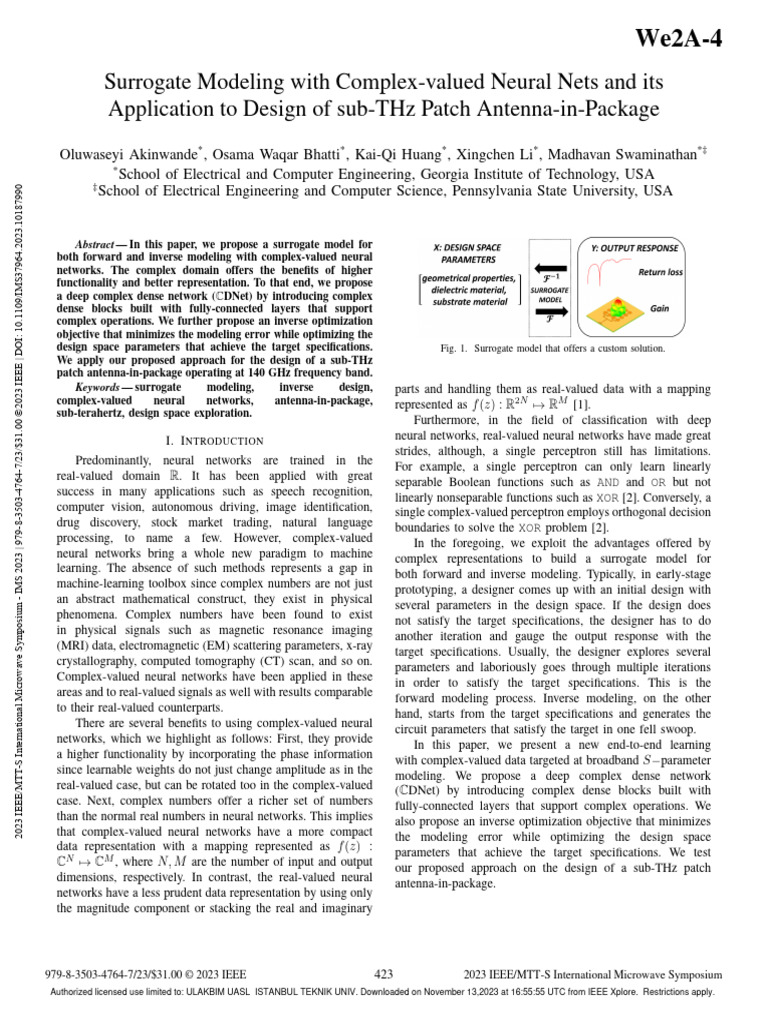 Surrogate Modeling With Complex-Valued Neural Nets and Its Application ... Surrogate Modeling With Complex-Valued Neural Nets and Its Application ...
