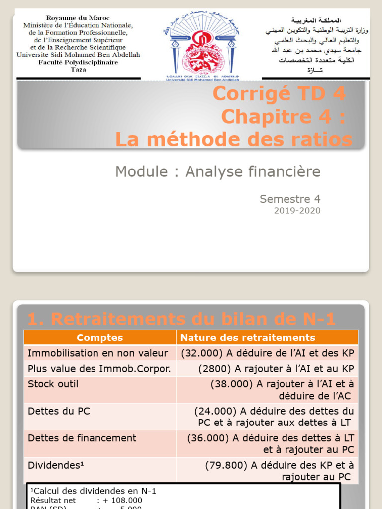 Corrigé TD4 Analyse Financière | PDF | Bilan comptable | Comptabilité