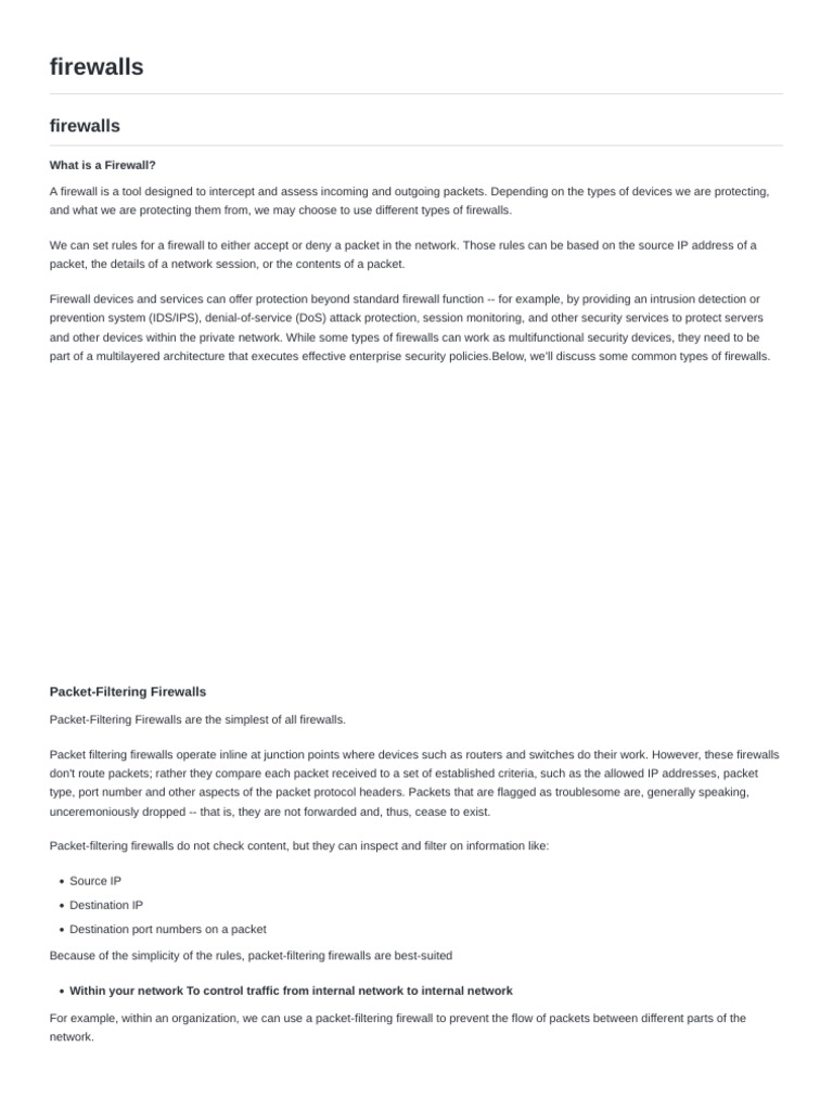 Firewalls | PDF | Firewall (Computing) | Computer Network