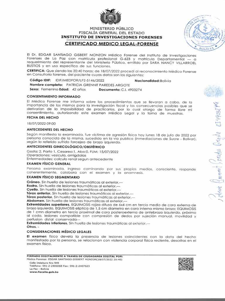 Certificado Medico Forense | PDF