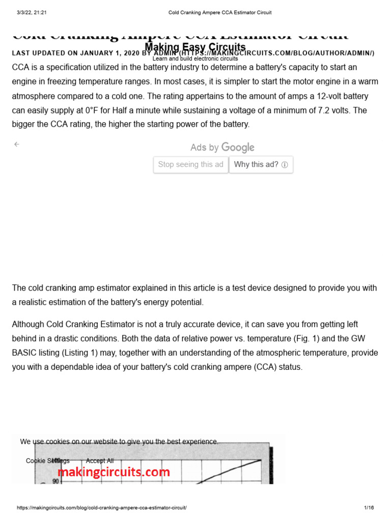 Cold Cranking Ampere CCA Estimator Circuit | PDF | Operational ... Cold Cranking Ampere CCA Estimator Circuit | PDF | Operational ...
