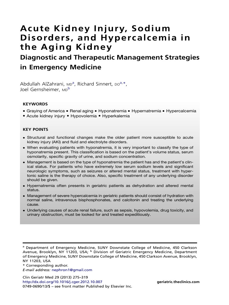 Aging Kidney: AKI and Electrolyte Disorders | PDF | Diseases And ...