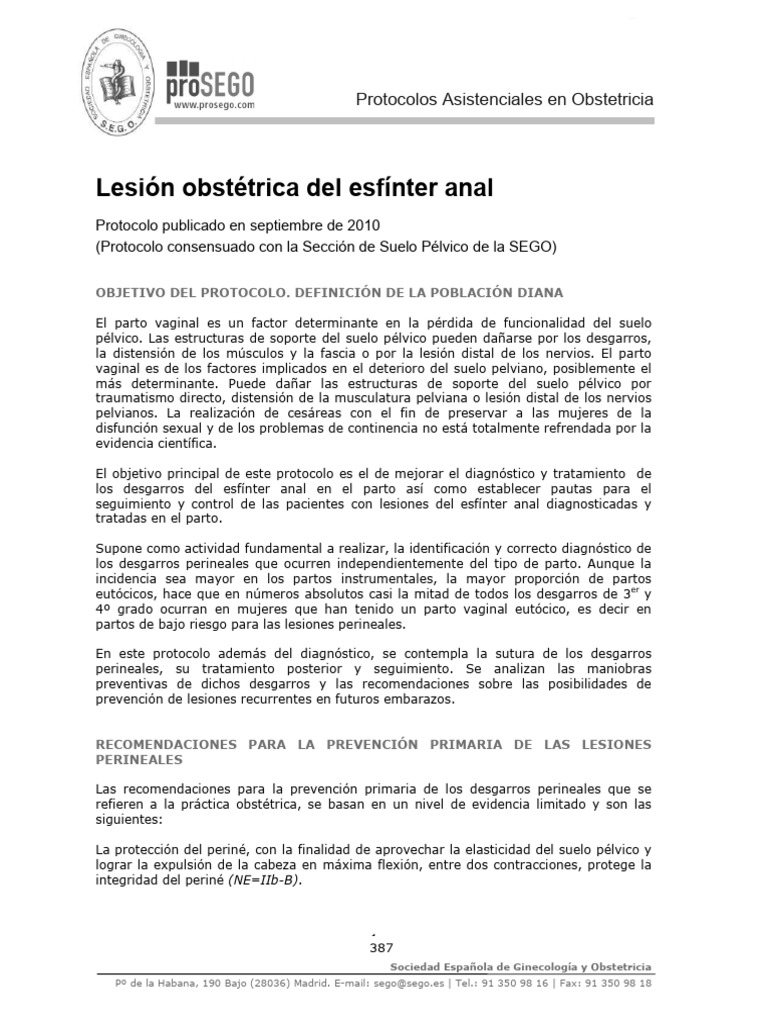 Lesion Obstetrica Del Esfinter Anal | PDF