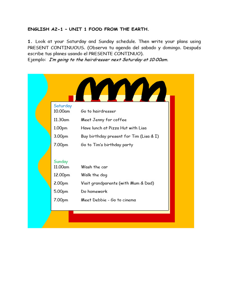 A2-1 - UNIT 1 FOOD Present CONTINUOUS | PDF | Language Arts & Discipline