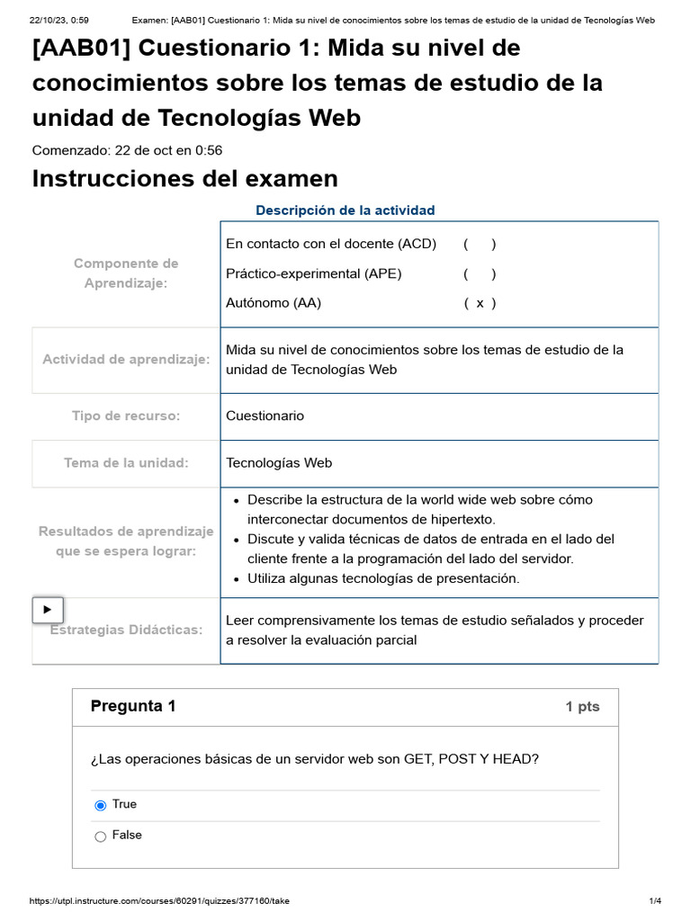[AAB01] Cuestionario 1_ Mida su nivel de conocimientos sobre los temas de estudio de la unidad ...