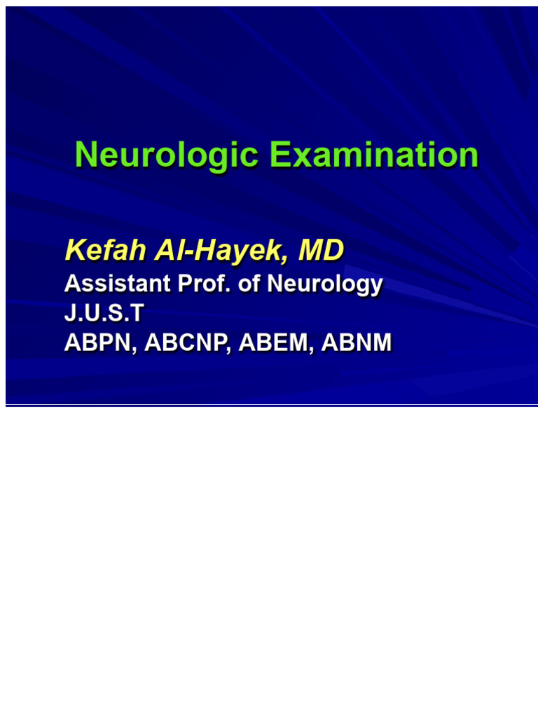 Neurologic Examination | PDF | Nervous System | Human Anatomy
