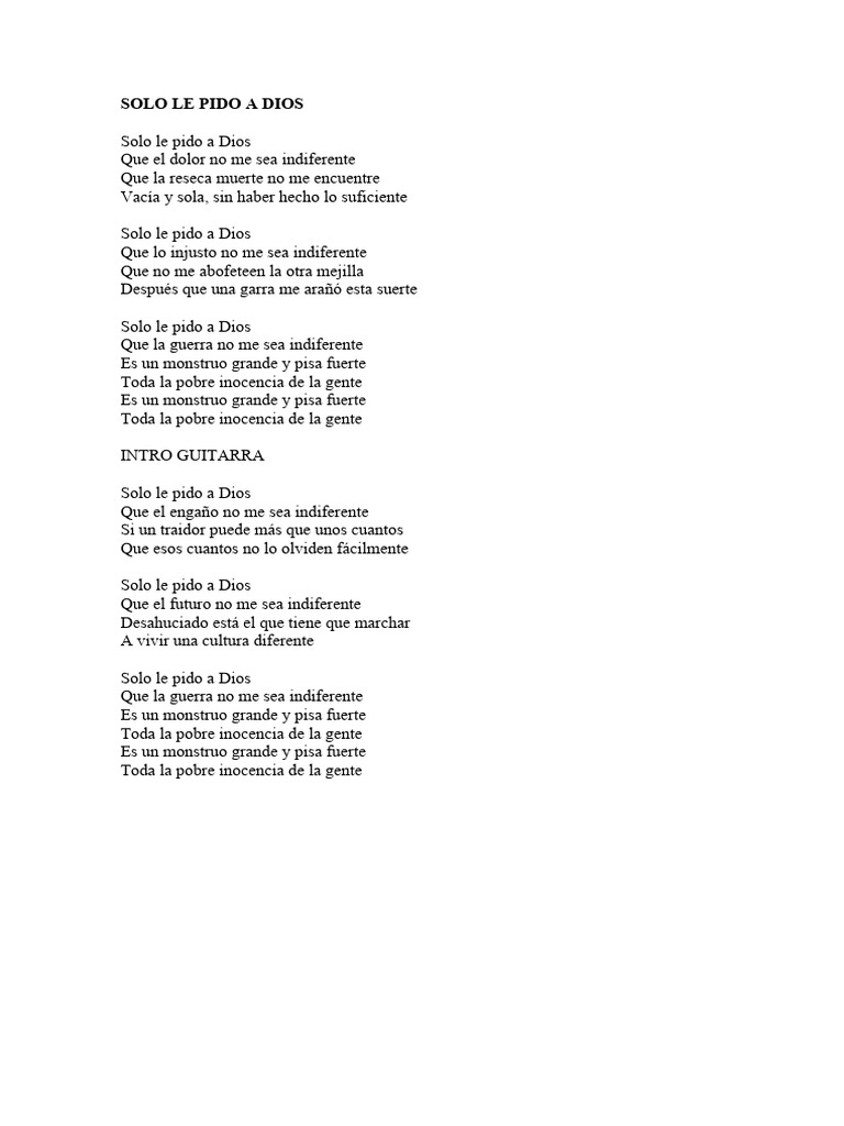 Solo Le Pido A Dios | PDF Solo Le Pido A Dios | PDF