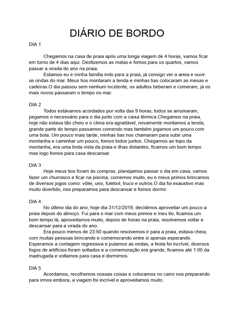 Produção de Texto: Diário de Bordo | PDF
