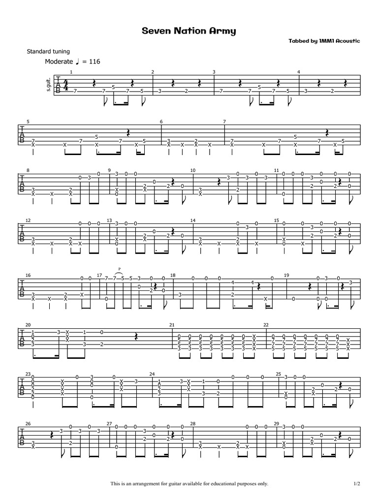 (The White Stripers) Seven Nation Army TAB | PDF | Guitar Family ...
