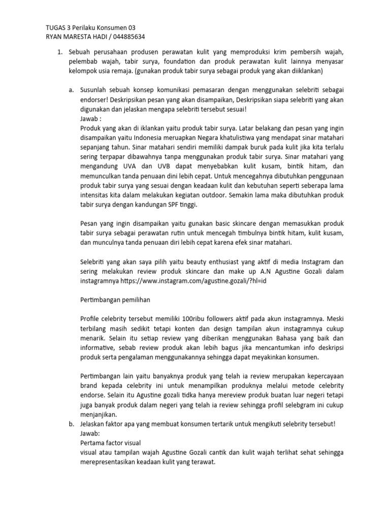 TUGAS 3 Perilaku Konsumen 03 Ryan Maresta Hadi | PDF
