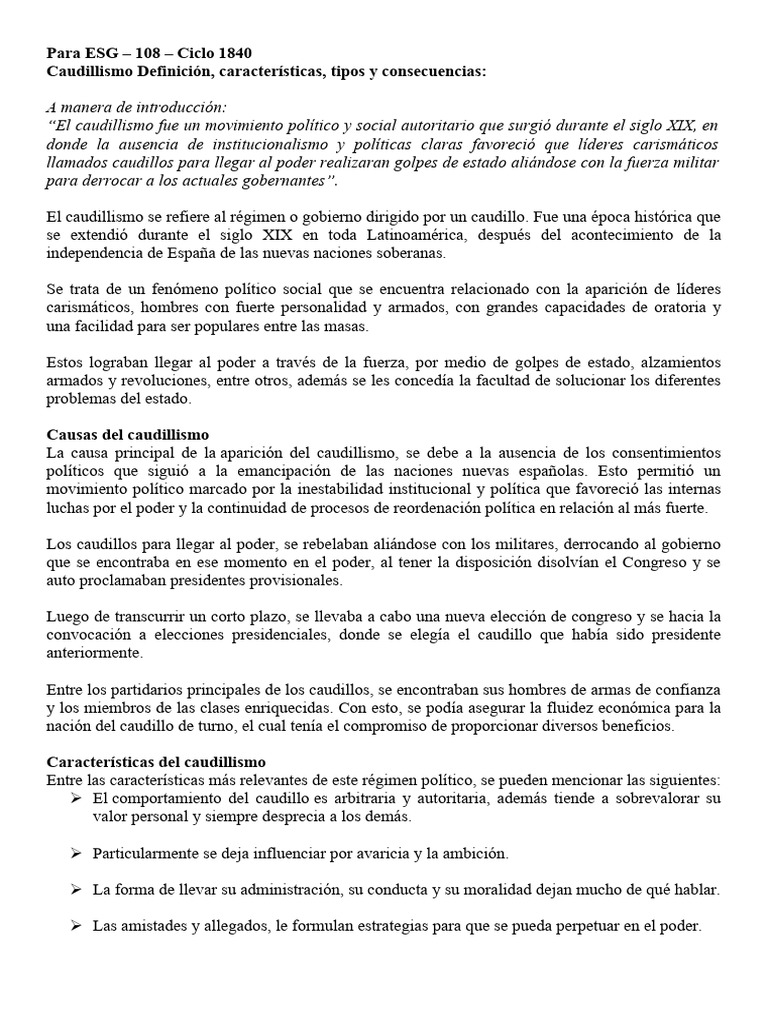 Caudillismo Definición | PDF | Democracia | Ideologías políticas