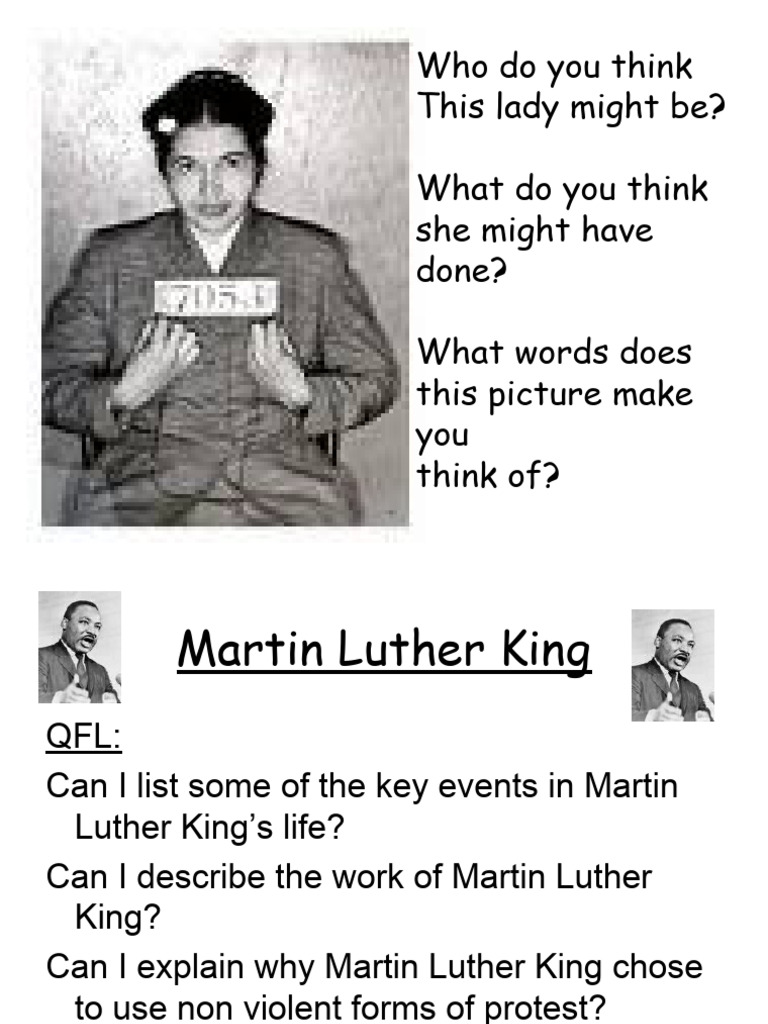 Yr 9 L1 Martin Luther King | PDF | Rosa Parks | Martin Luther King Jr.