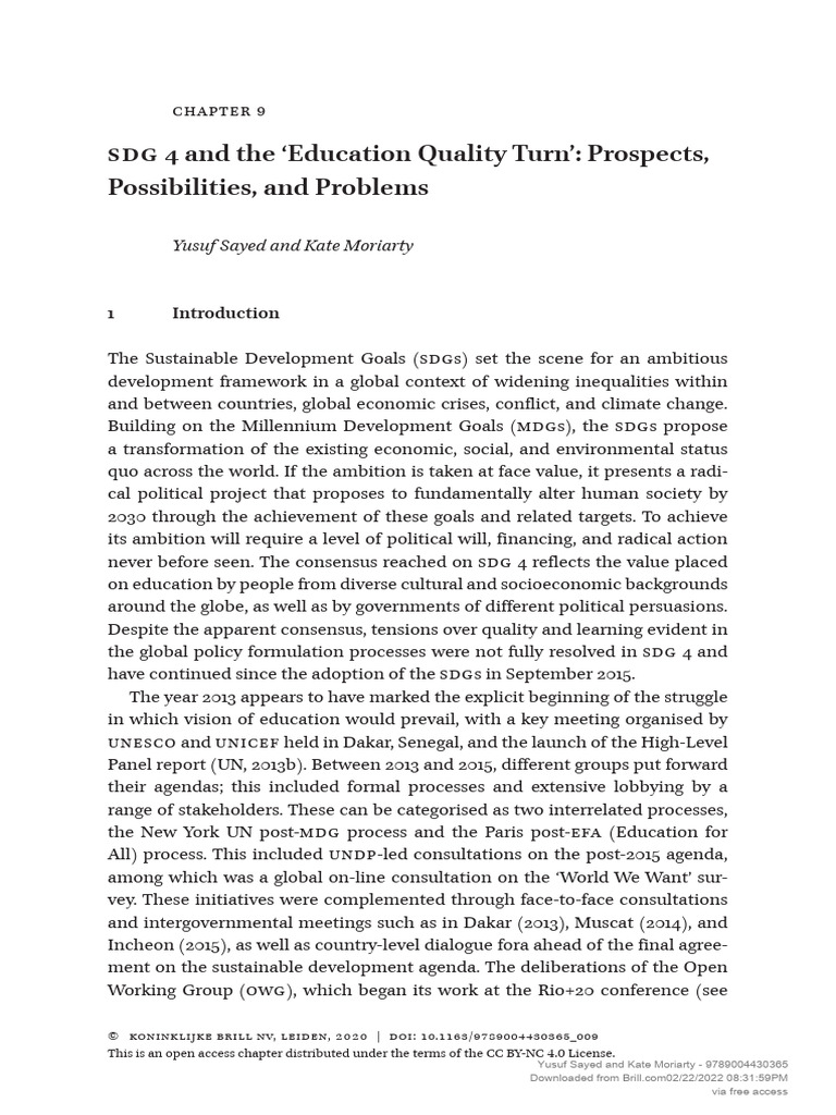 (Grading Goal Four) Chapter 9 SDG 4 and The Education Quality Turn ...