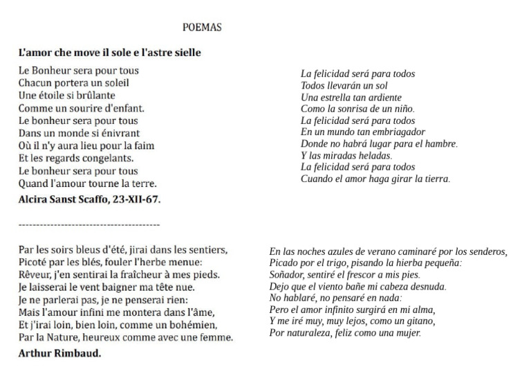 Poemas en francés traducidos al español - Sensations de Rimbaud y L ...